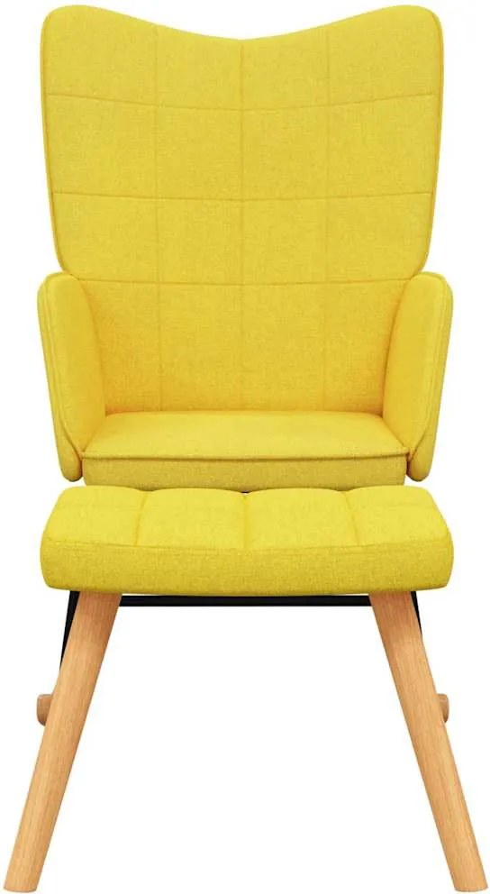 Houpací křeslo se stoličkou hořčicově žluté textil 328025