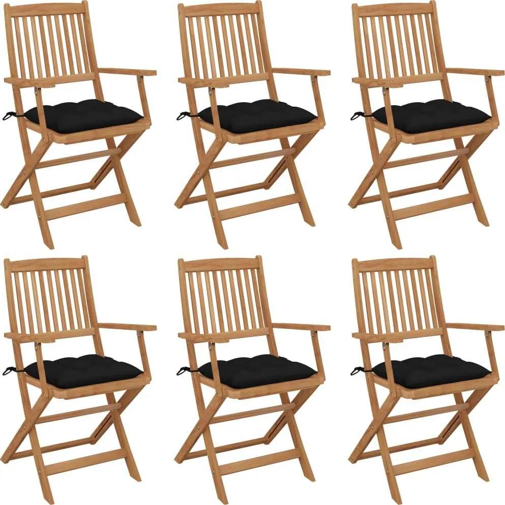 vidaXL Skládací zahradní židle s poduškami 6 ks masivní akácie [3074964] Barva: antracitová