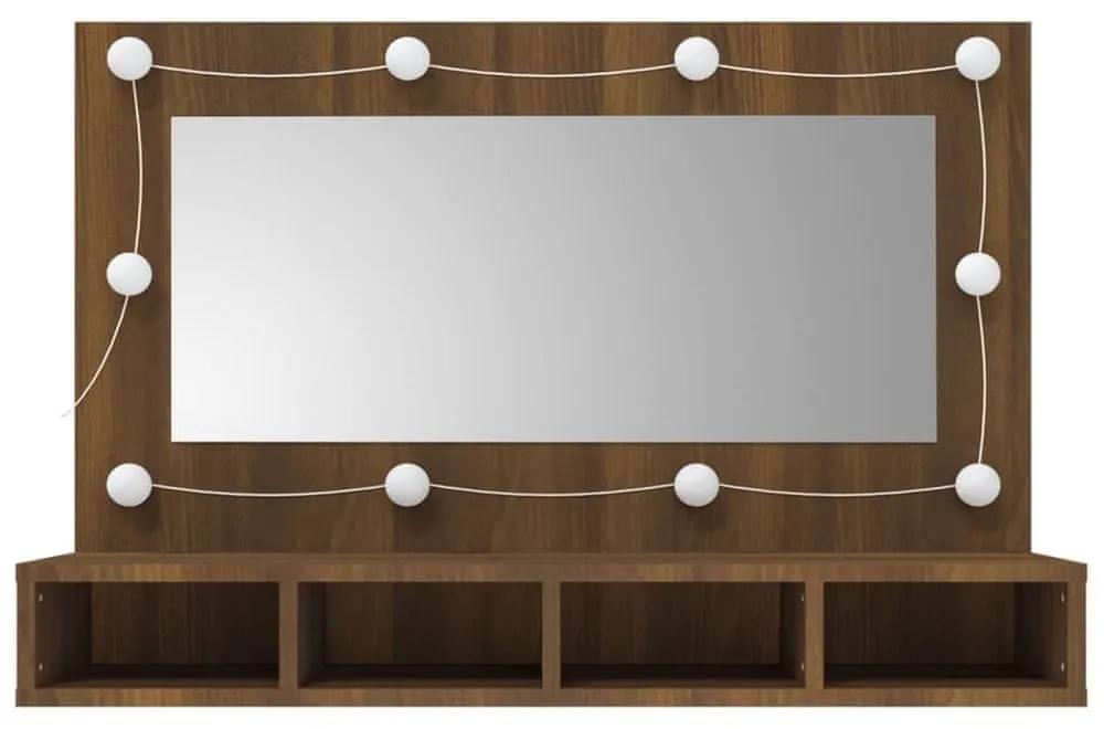 Petromila Zrcadlová skříňka s LED hnědý dub 90 x 31,5 x 62 cm