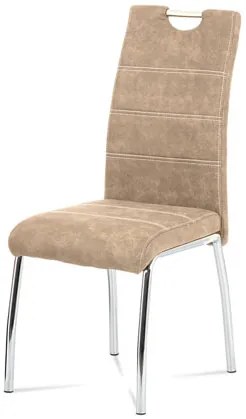 Autronic - jídelní židle, látka krémová COWBOY / chrom - HC-486 CRM3