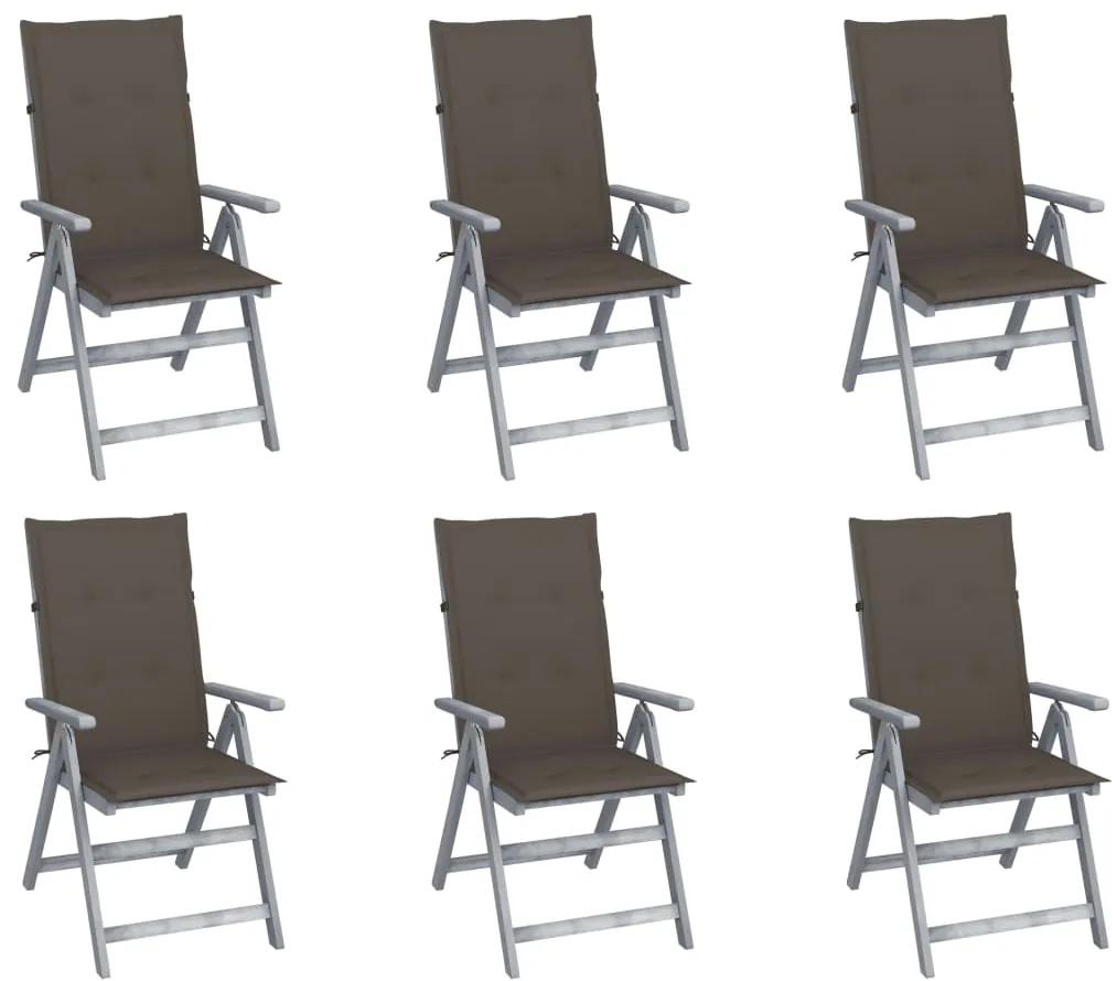 Zahradní polohovací židle s poduškami 6 ks masivní akácie,  3065325