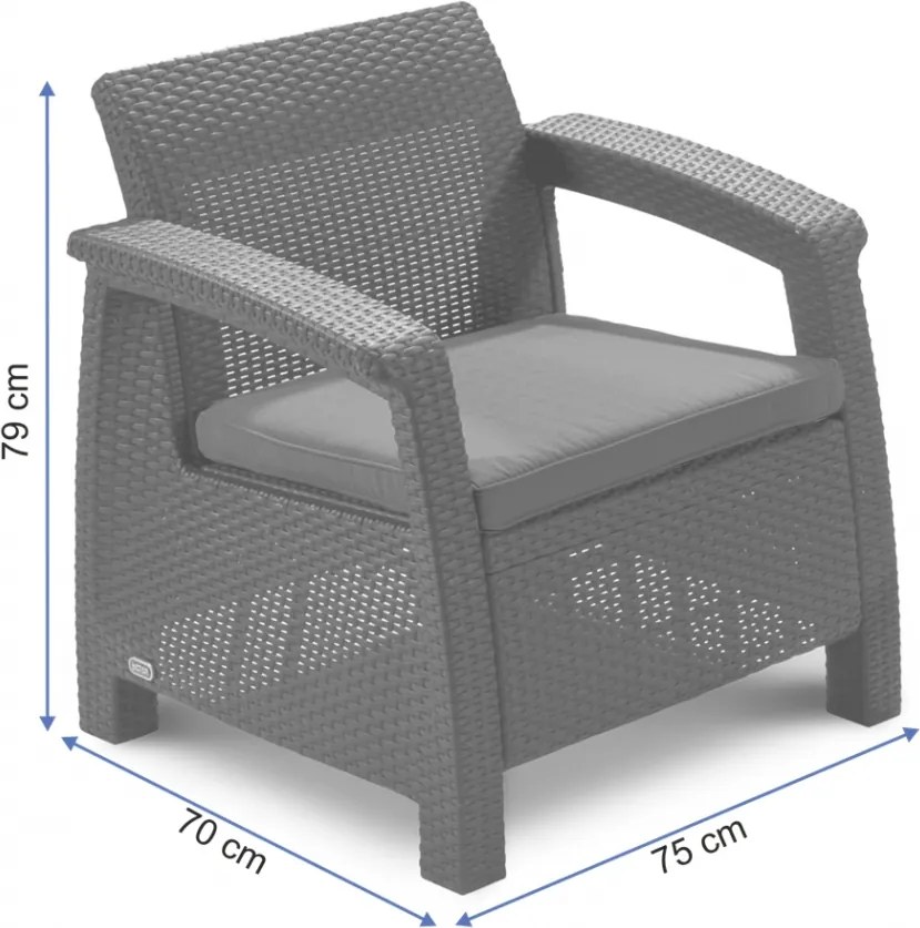 KETER Zahradní sada Corfu II DUO - 75 x 70 x 79cm - grafit / šedá