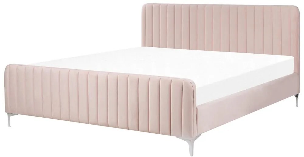 Čalouněná postel s roštem 180 x 200 cm sametová růžová LUNAN Beliani
