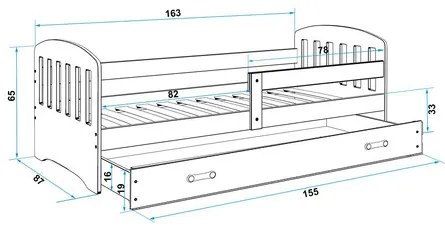 Dětská postel CLASSIC 160x80 cm Bílá