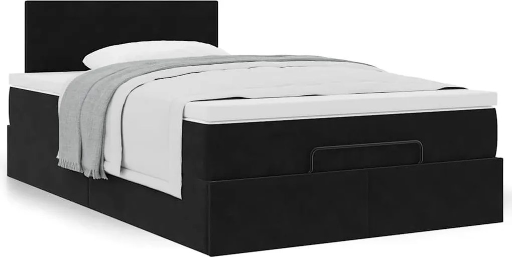 Osmanský rám postele s matrací černý 120x200cm samet 3311695