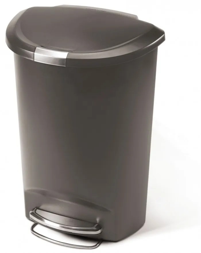 Pedálový odpadkový koš Simplehuman – 50 l, půlkulatý, plast, šedý