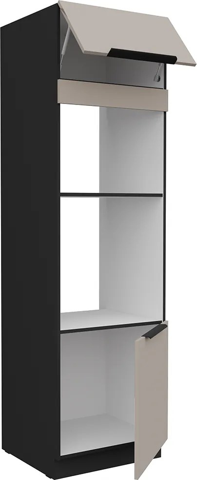 ARIA cb | vysoká skříňka 60 DPM-210 2F na vestavnou troubu a mikrovlnku | 60 cm | ANTI FINGERPRINT povrch | černá/béžová