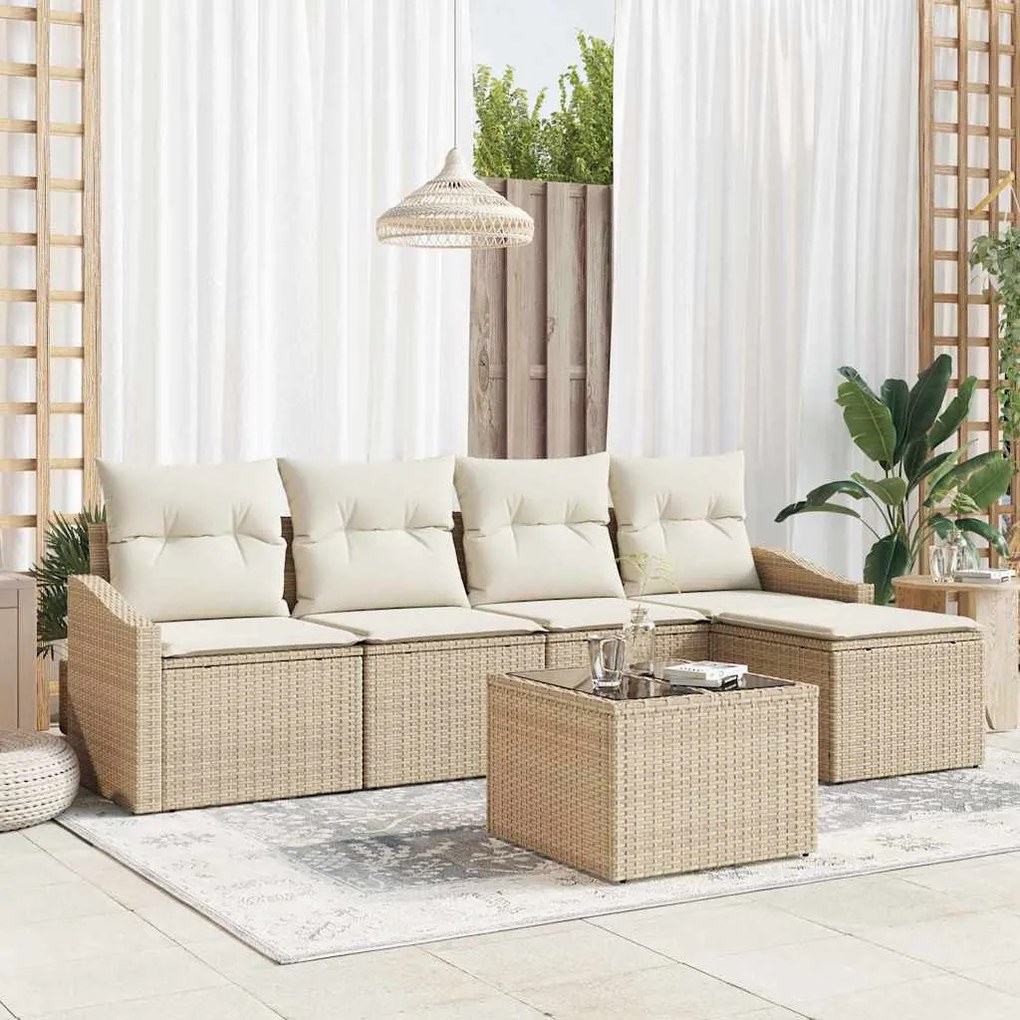 Set pohovek 6 ks Béžová polyratan 3346691
