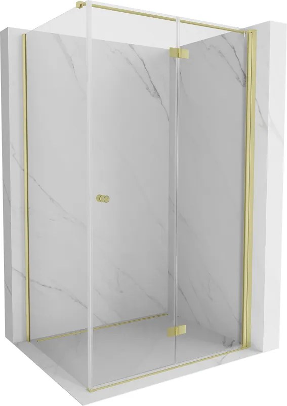 Mexen Mist-F T, 1-křídlý ​​skládací sprchový kout pravý 110 x 120 cm, čiré sklo, zlatý lesklý profil, 8A6T-110-120-50-00-P
