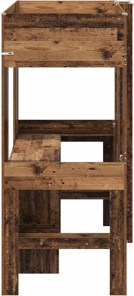 Rám patrové postele se stolem s policí Staré dřevo 75 x 190 cm 3410433