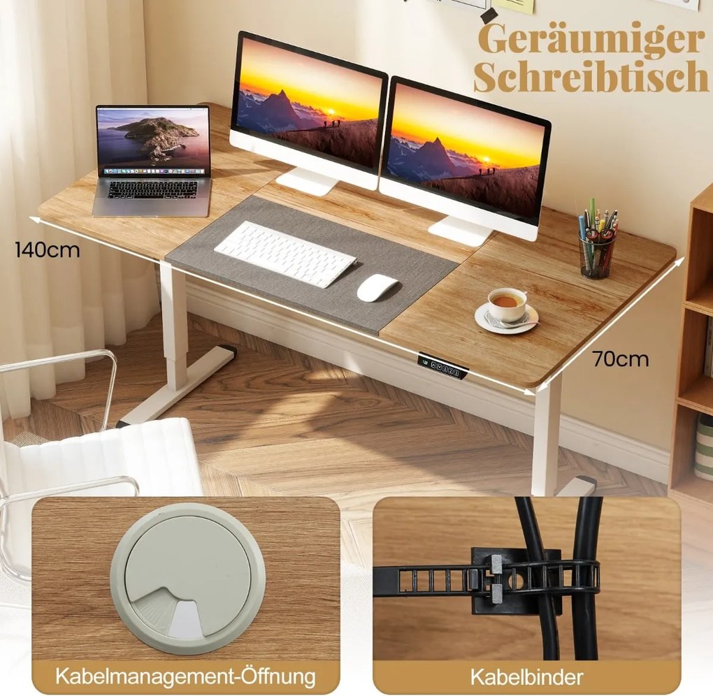Costway Elektrický stojánek výškově nastavitelný stůl ergonomický stojánek