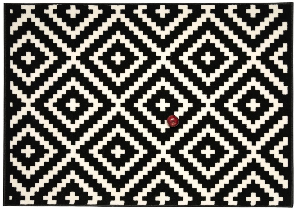 Alfa Carpets, Kusový koberec Gloria new black/cream, 190x280, černobílá, chodba / předsíň