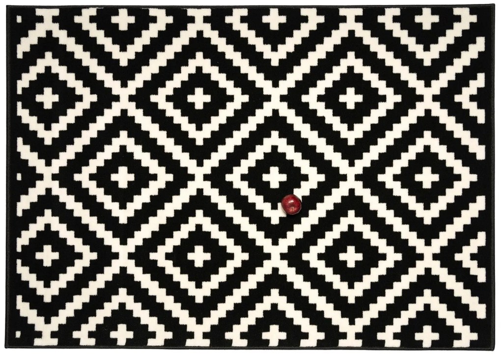 Alfa Carpets, Kusový koberec Gloria new black/cream, 80x150, černobílá, chodba / předsíň