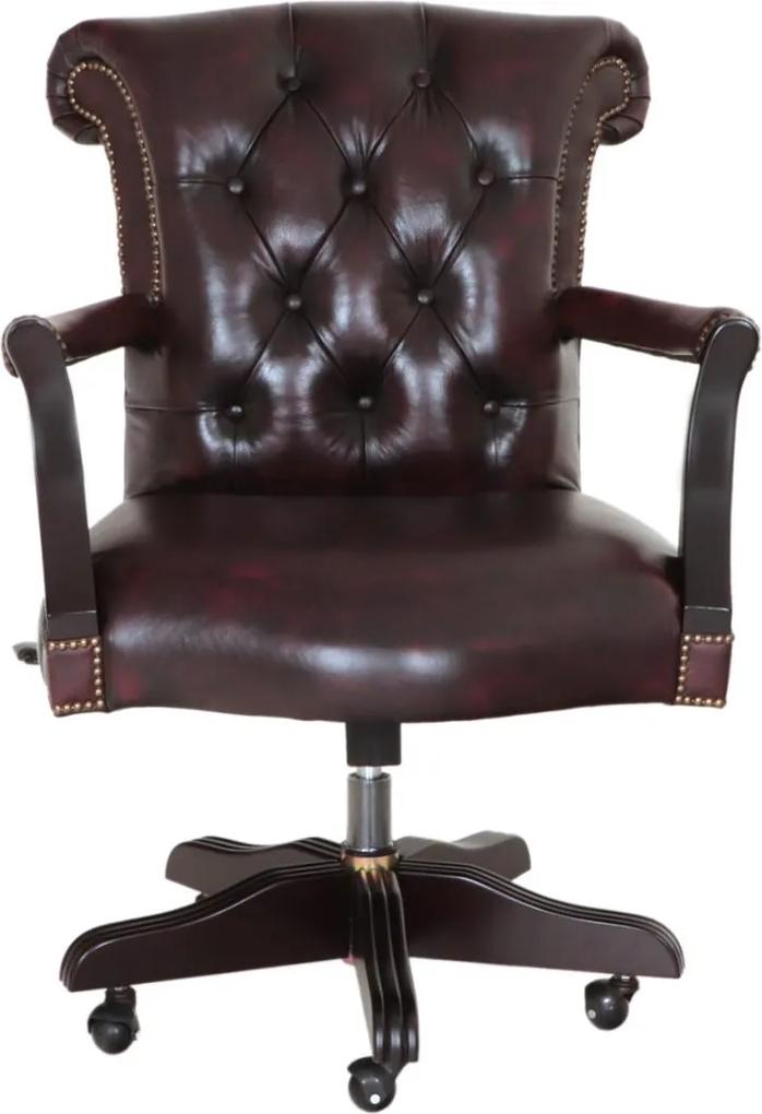 Kancelářská židle Chesterfield z pravé hovězí kůže New Red