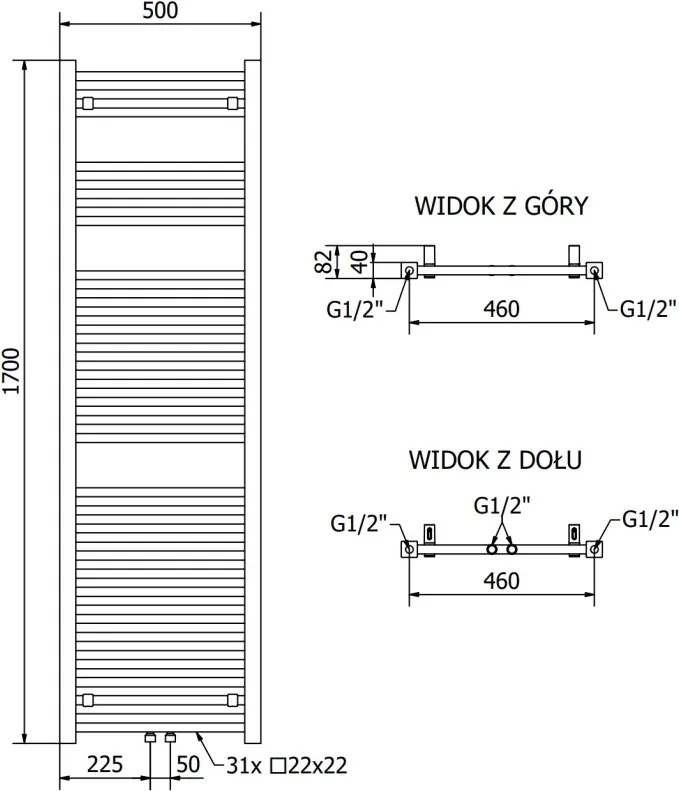 Mexen Pluton elektrický radiátor 1700 x 500 mm, 900 W, černý - W106-1700-500-2900-70