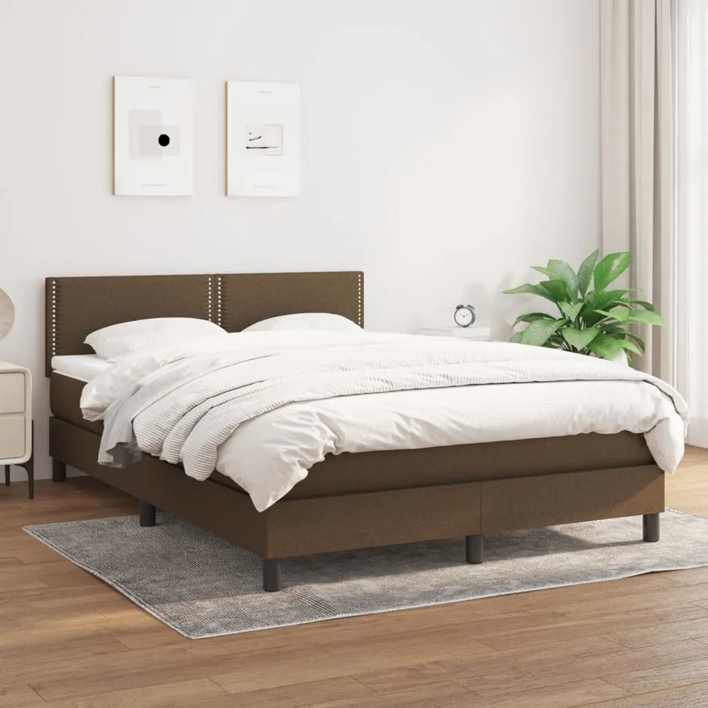 Box spring postel s matrací tmavě hnědá 140x200 cm textil,  3139980