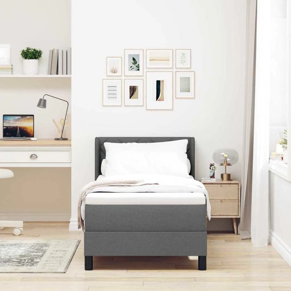 Postel s boxspringem s čelo Tmavě šedá 200 x 80 cm textil 3341133