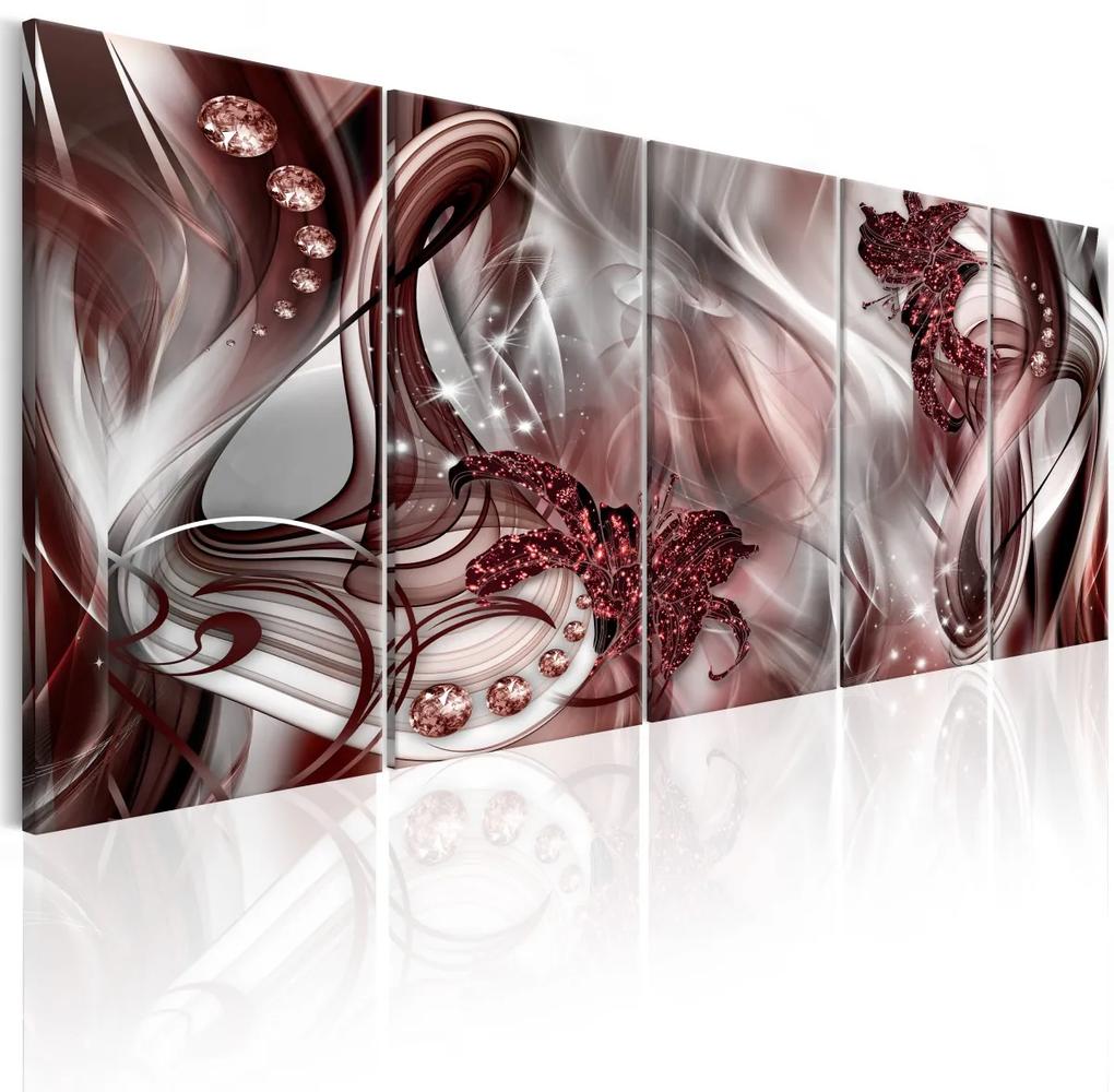 Obraz abstraktní lilie + háčky a hřebíčky ZDARMA Velikost (šířka x výška): 200x80 cm