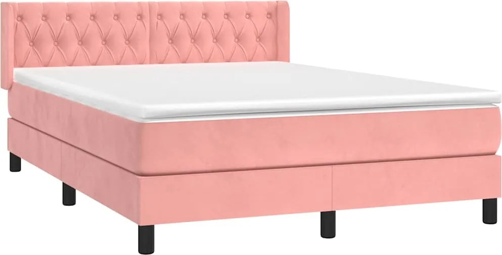 Box spring postel s matrací růžová 140x190 cm samet 3131140