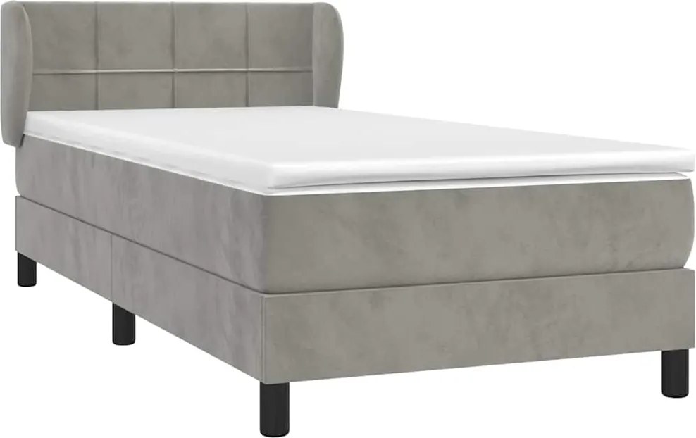 Box spring postel s matrací světle šedá 80 x 200 cm samet 3127457