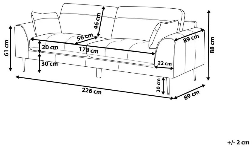3-místná černá kožená pohovka TORGET Beliani