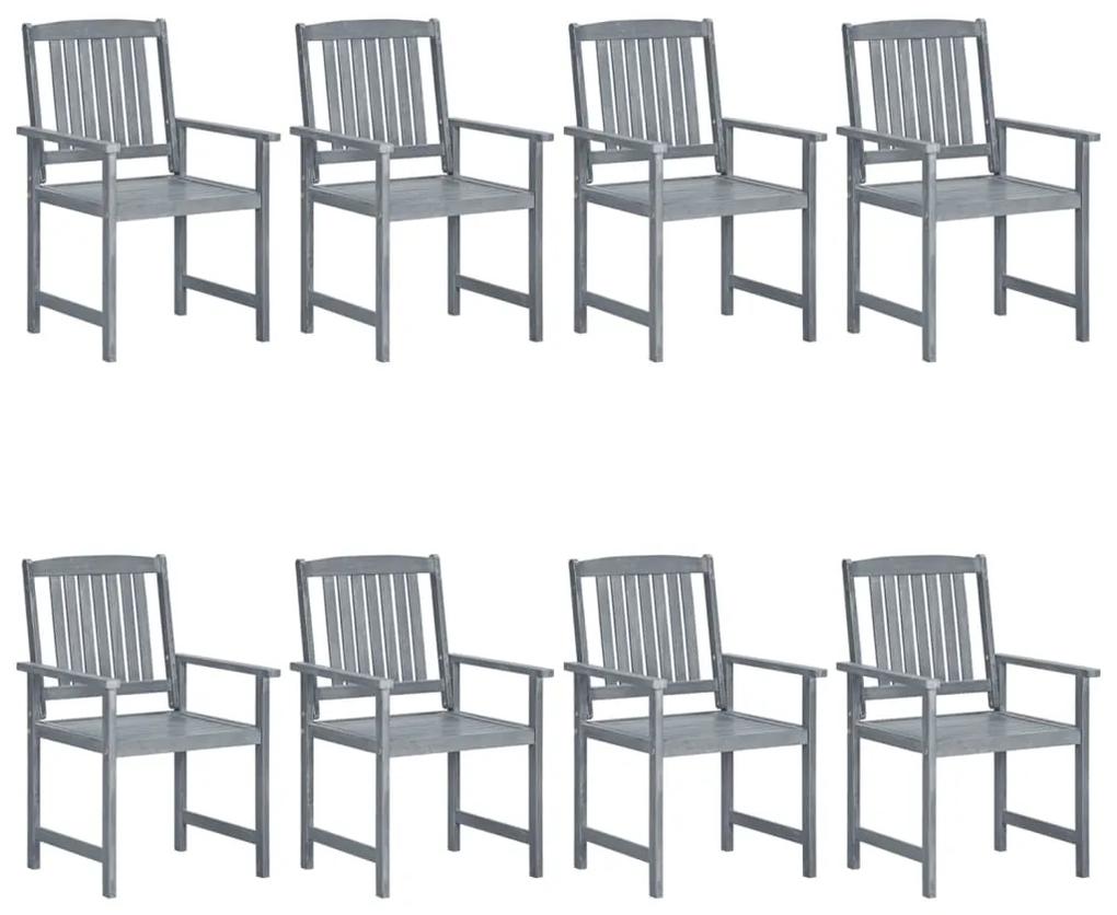 Zahradní židle s poduškami 8 ks masivní akáciové dřevo šedé,  3078257