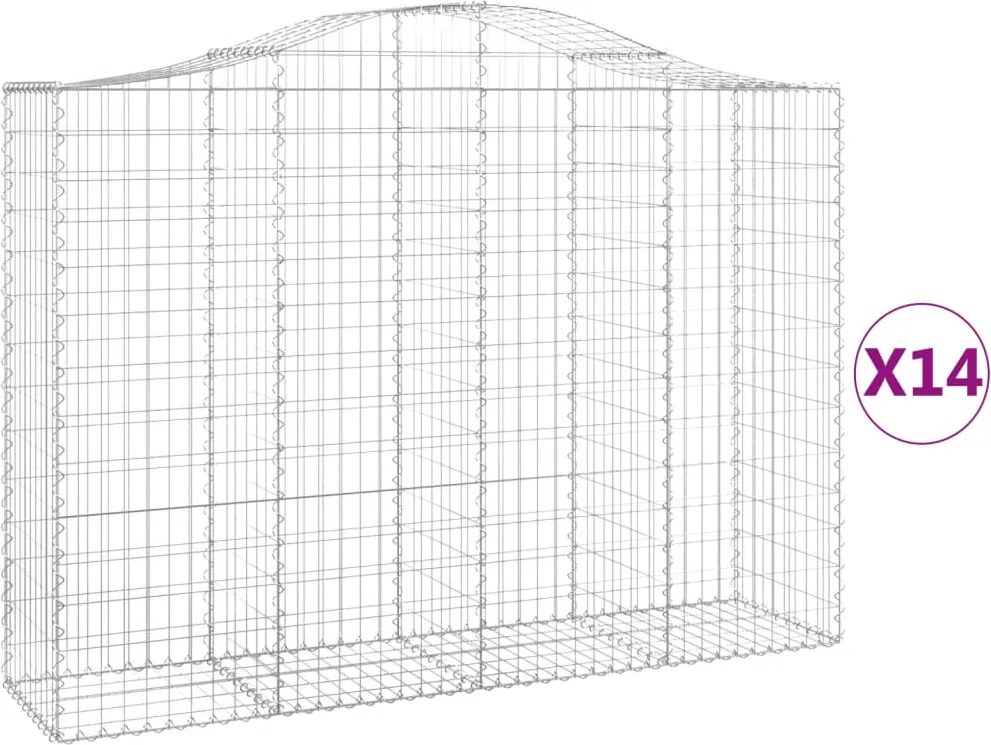 Klenuté gabionové koše 14ks 200x50x140/160cm pozinkované železo 3145694
