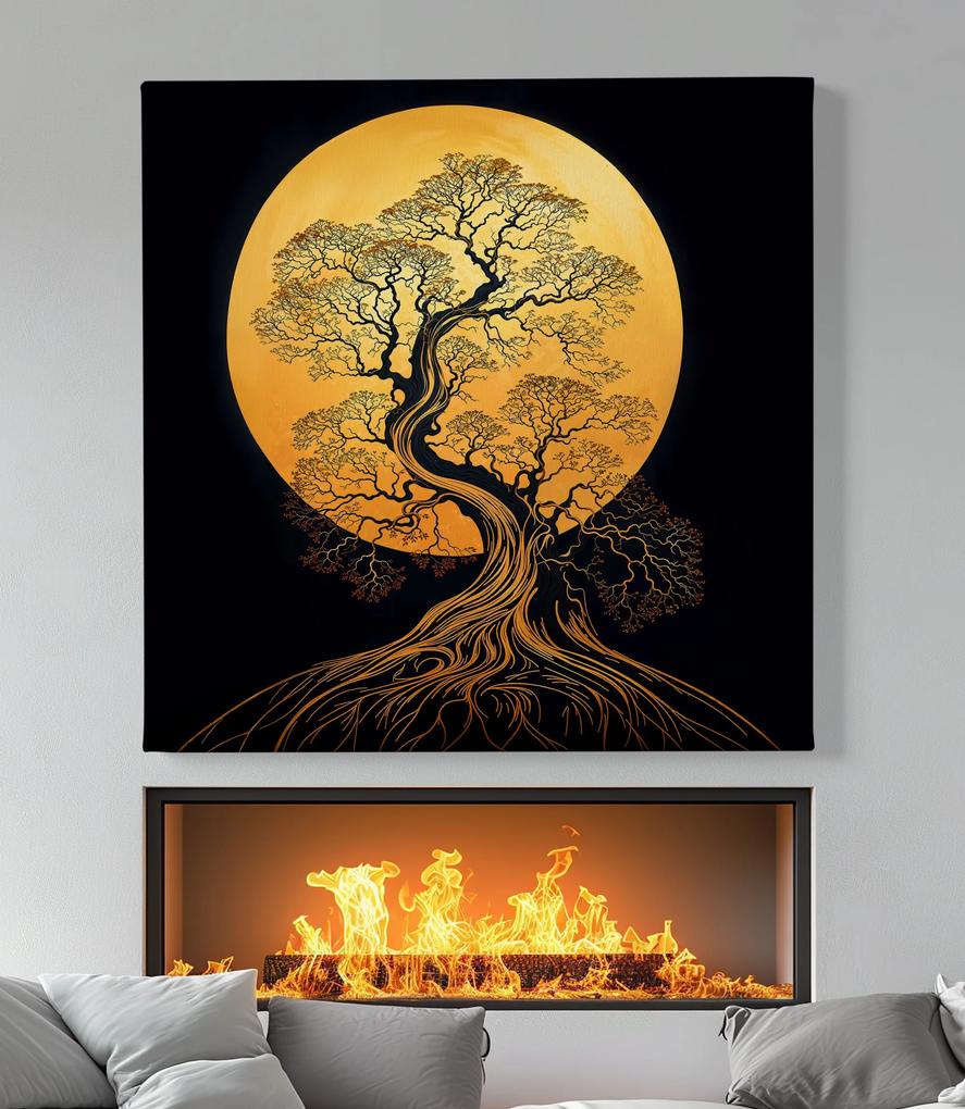 Obraz na plátně - Strom života Zlatý dub FeelHappy.cz Velikost obrazu: 120 x 120 cm
