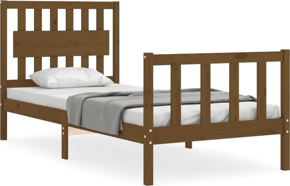 vidaXL Rám postele s čelem 90 x 200 cm masivní dřevo [3192414] Barva: Bílá