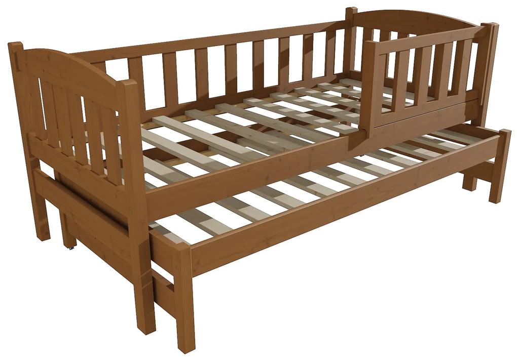 Vomaks Dětská postel s výsuvnou přistýlkou DPV 013 se zábranou Rozměr: 80 x 200 cm, Barva: barva růžová