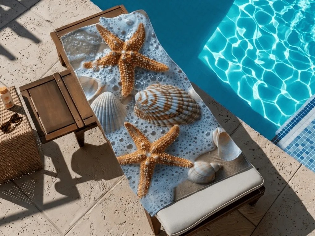 Rychleschnoucí plážová osuška SEA STARS barevná 70 x 140 cm, 100% mikrovlákno