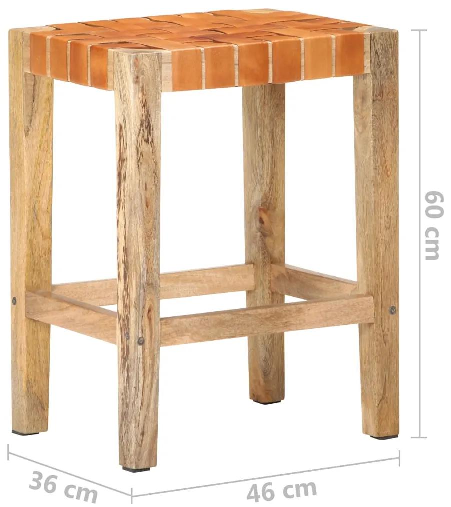 Barové stoličky Robust - 2 ks - pravá kůže - 60 cm | hnědé