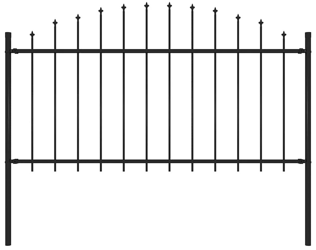 Zahradní plot Woerden s kopím nahoře ocelový 170 x 150 cm černý 144943
