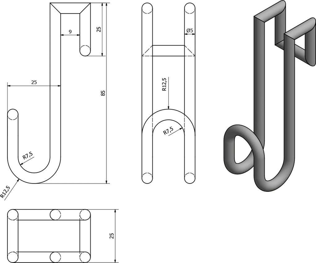 Aqualine Aqualine, Závěsný háček na sprchové zástěny, chrom, 37020