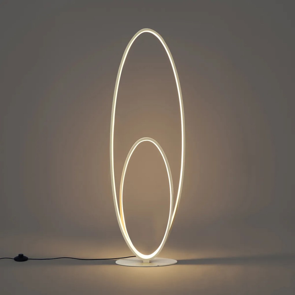 Designová stojací lampa béžová vč. LED 3-stupňové stmívání - Boomerang