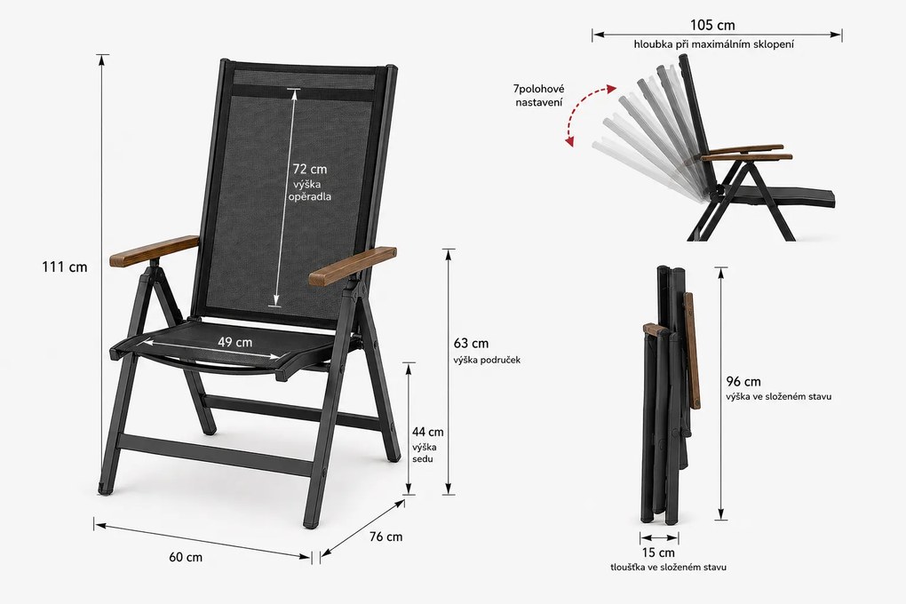 Doppler EXPERT WOOD Plus polohovací zahradní křeslo