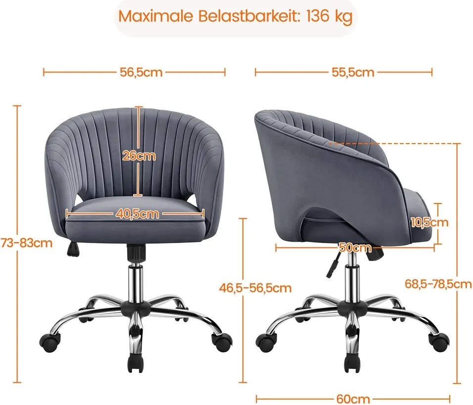 Kancelářská židle Yaheetech – tmavě šedá (266321706890)