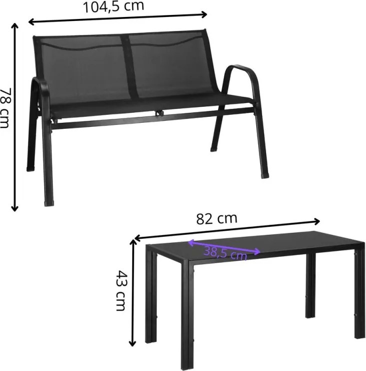 Set zahradního nábytku SPRINGOS VALENTE GF0106 černý