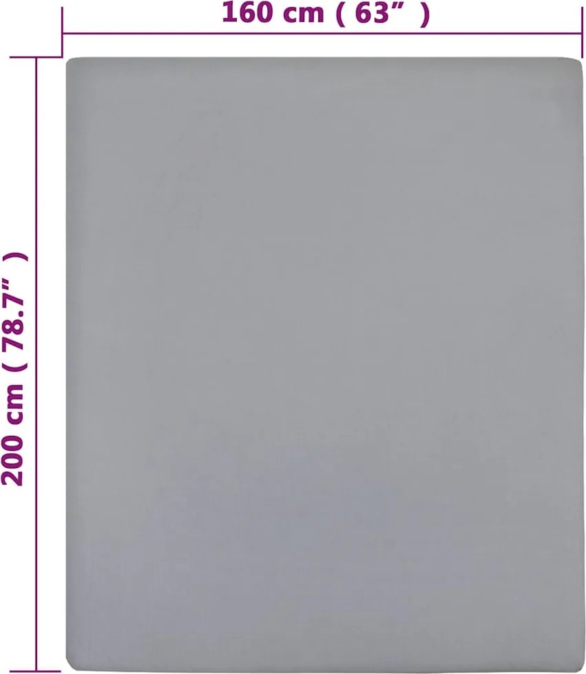 Jersey prostěradla 2 ks šedá 160x200 cm bavlna 136207