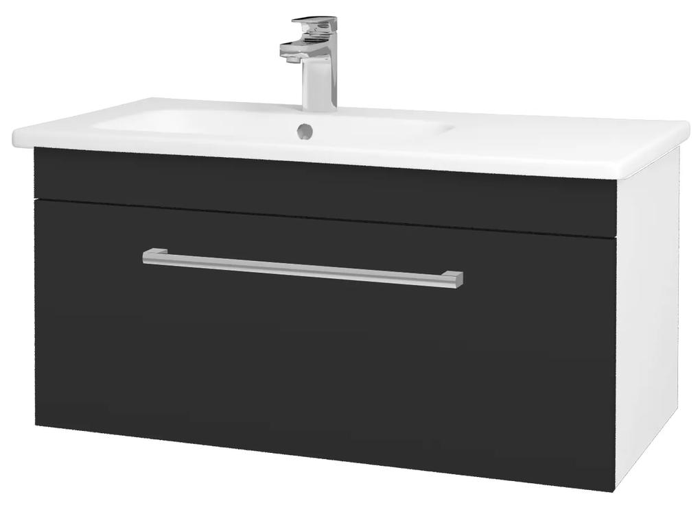 Dřevojas Koupelnová skříň ASTON SZZ 90 Varianta: N01 Bílá lesk / Úchytka T01 / D16 Beton tmavý