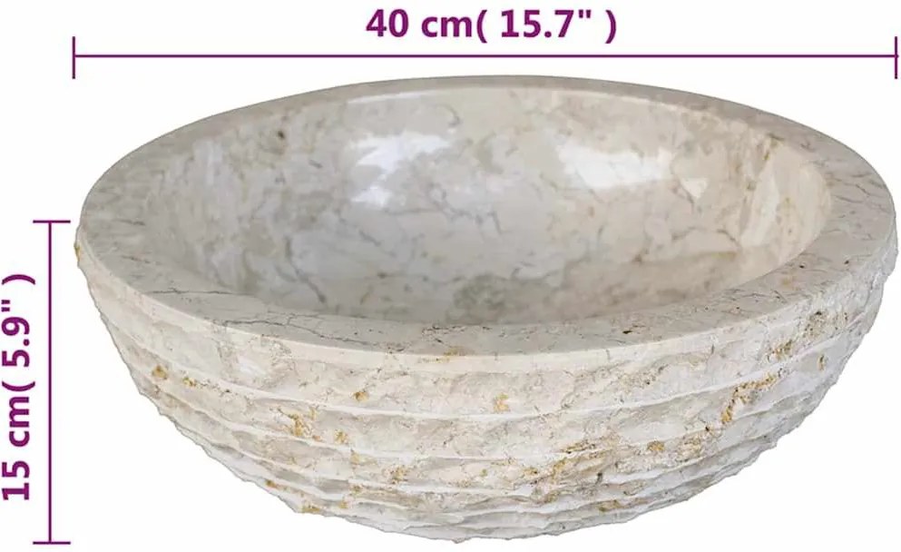 Umyvadlo mramorové 40 cm krémové 242673