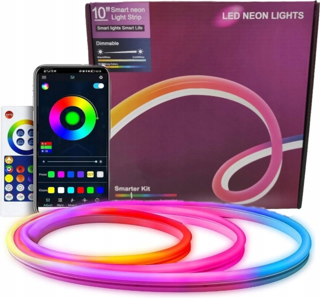 Led Pásek 10 M Barevný Pásek Neon Rgb-ic Sada Bluetooth Aplikace Dálkový Ovladač