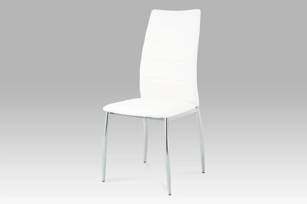 Artium Jídelní židle chrom / koženka bílá - AC-1295 WT