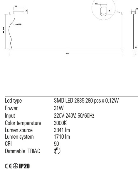 Redo Závěsné LED svítidlo Acrobat