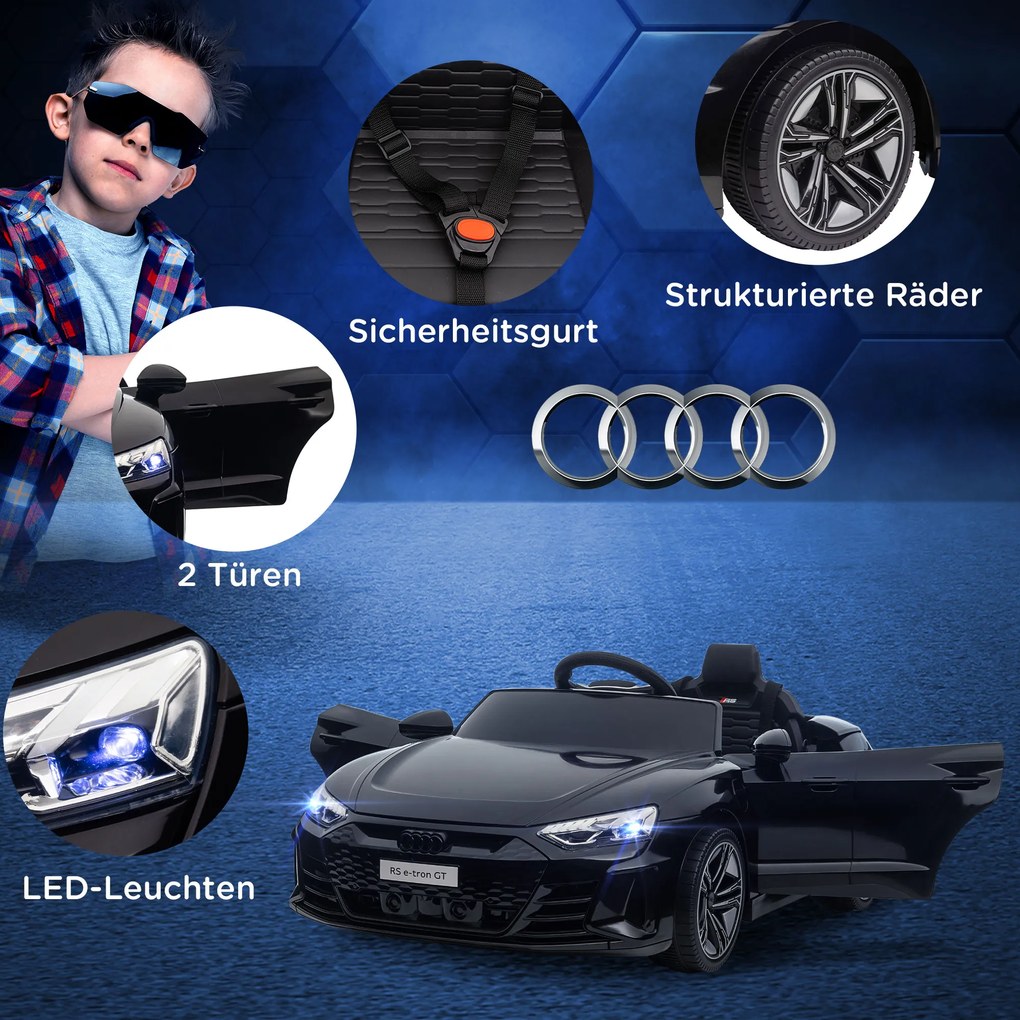 HOMCOM Dětské elektrické autíčko AUDI RS e-tron GT s dálkovým ovládáním, bezpečnostním pásem, klaksonem, hudbou a světlomety, do 5 km/h, pro děti od …