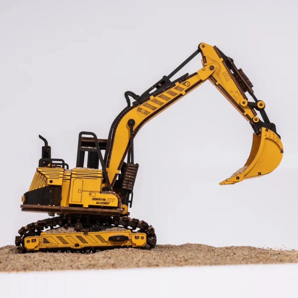 RoboTime dřevěné 3D puzzle Bagr