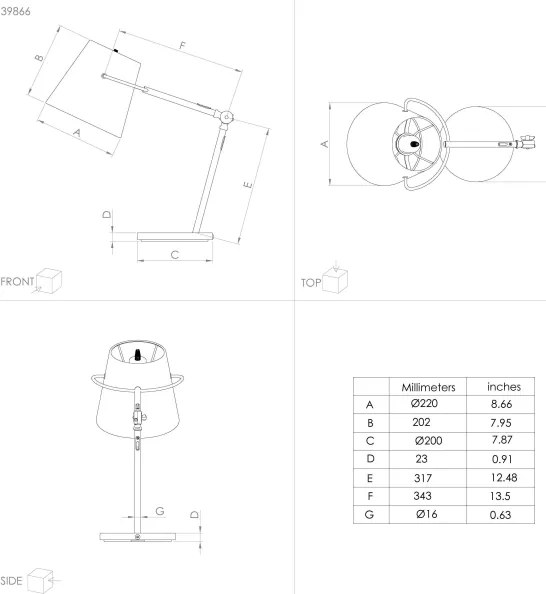 Eglo 39866 - Stolní lampa GRANADILLOS 1xE27/40W/230V