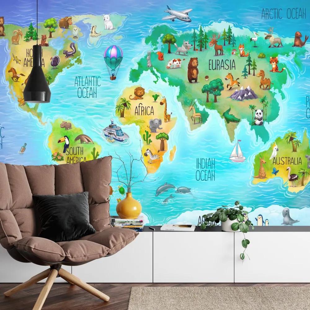Fototapeta Mapa Světa S Faunou Samolepící tapety 254x184