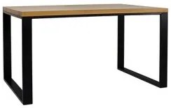 Drewmax Jídelní stůl ST373 S180, šířka desky: 4cm, masivní dub kakao černá lesklá