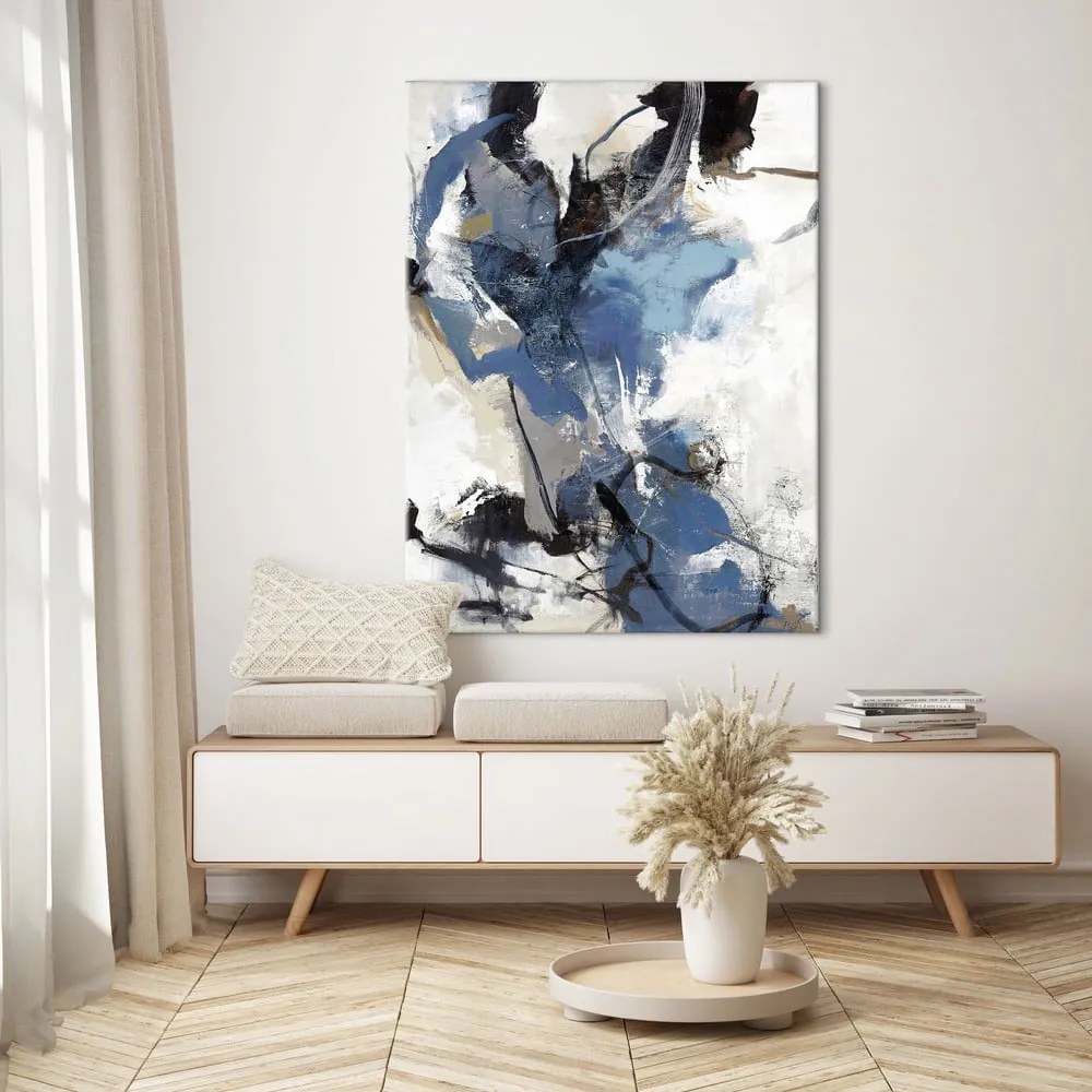 Obraz s ručně malovanými prvky na plátně 90x120 cm Blue Vibes – Malerifabrikken